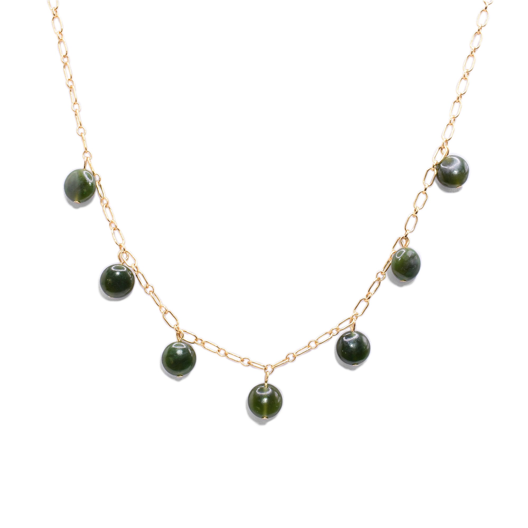 Gold Filled Chain Necklace with Jade Beads