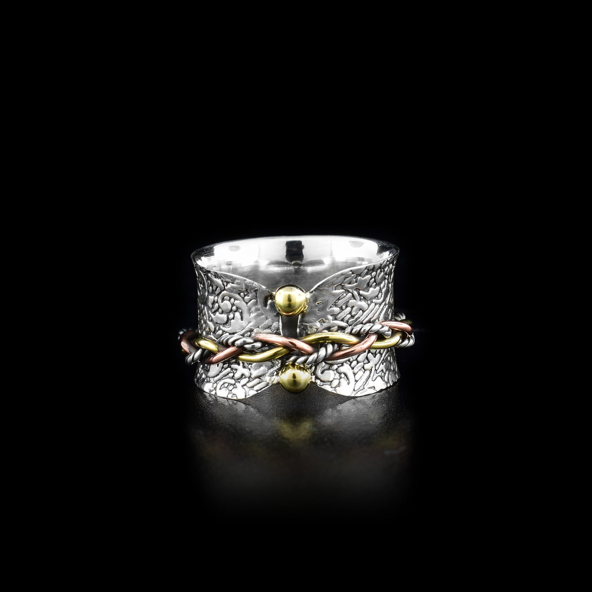 Silver, Brass and Coper Spinner Chain Ring – Artina's Jewellery