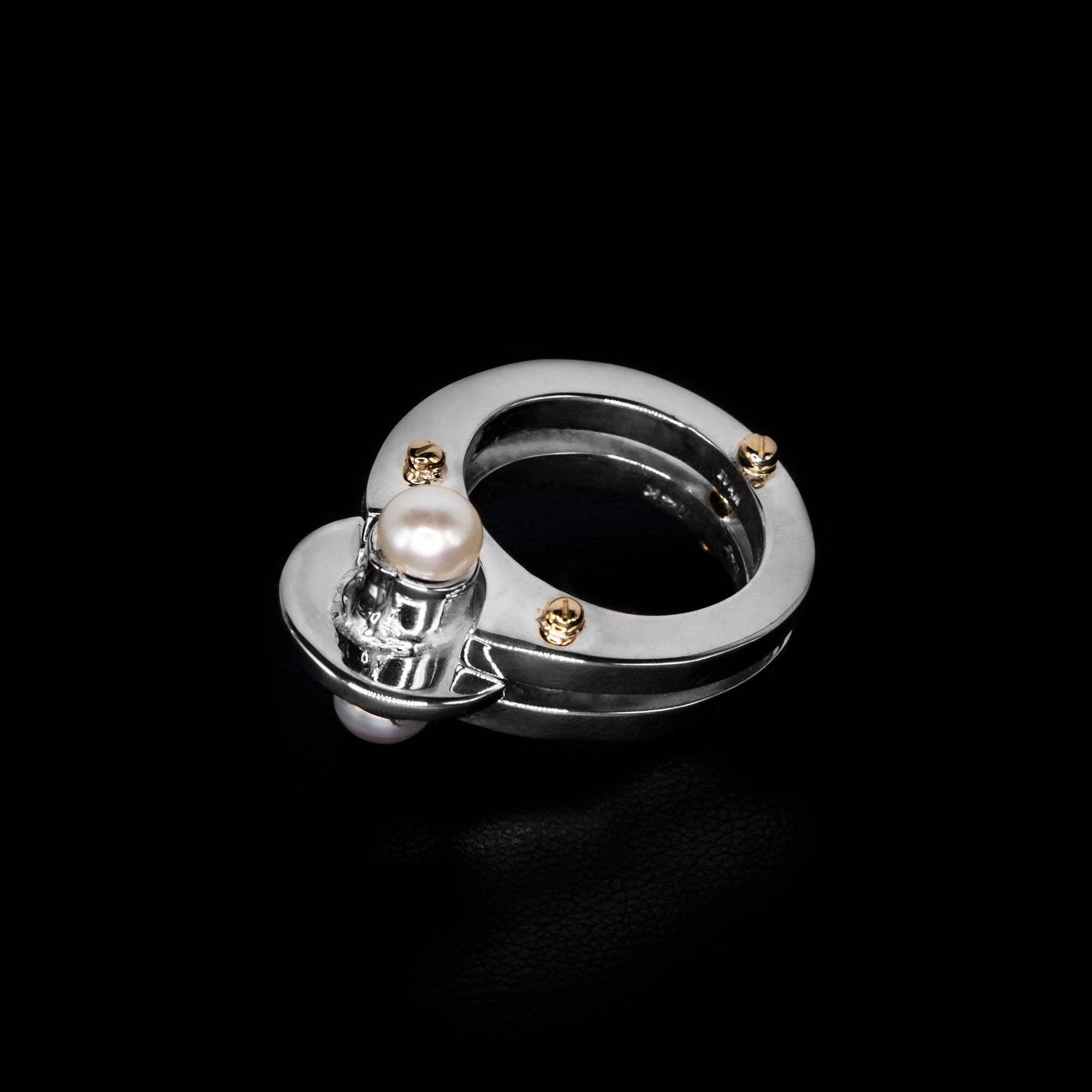 Abstract Gold and Silver Pearl Reflection Ring | Artina's Jewellery