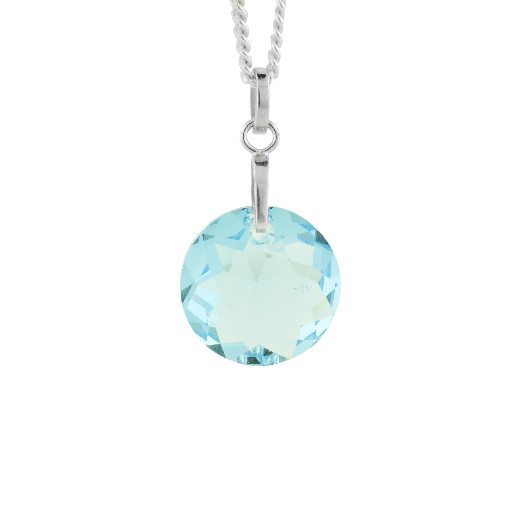 Aquamarine Circular Cut Crystal Pendant