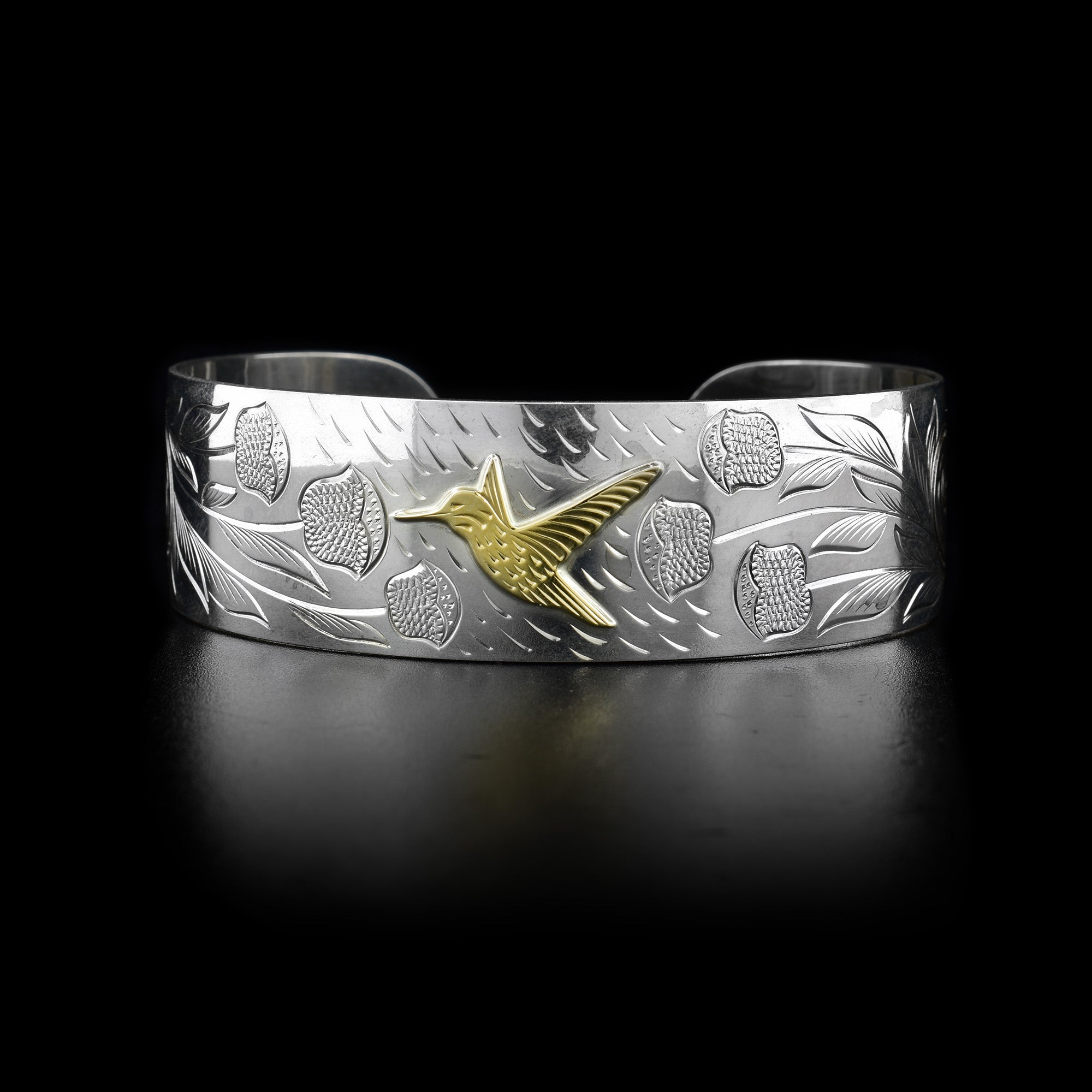 Hummingbird Cuff 3/4" Gold and Silver Bracelet | Artina's Jewellery