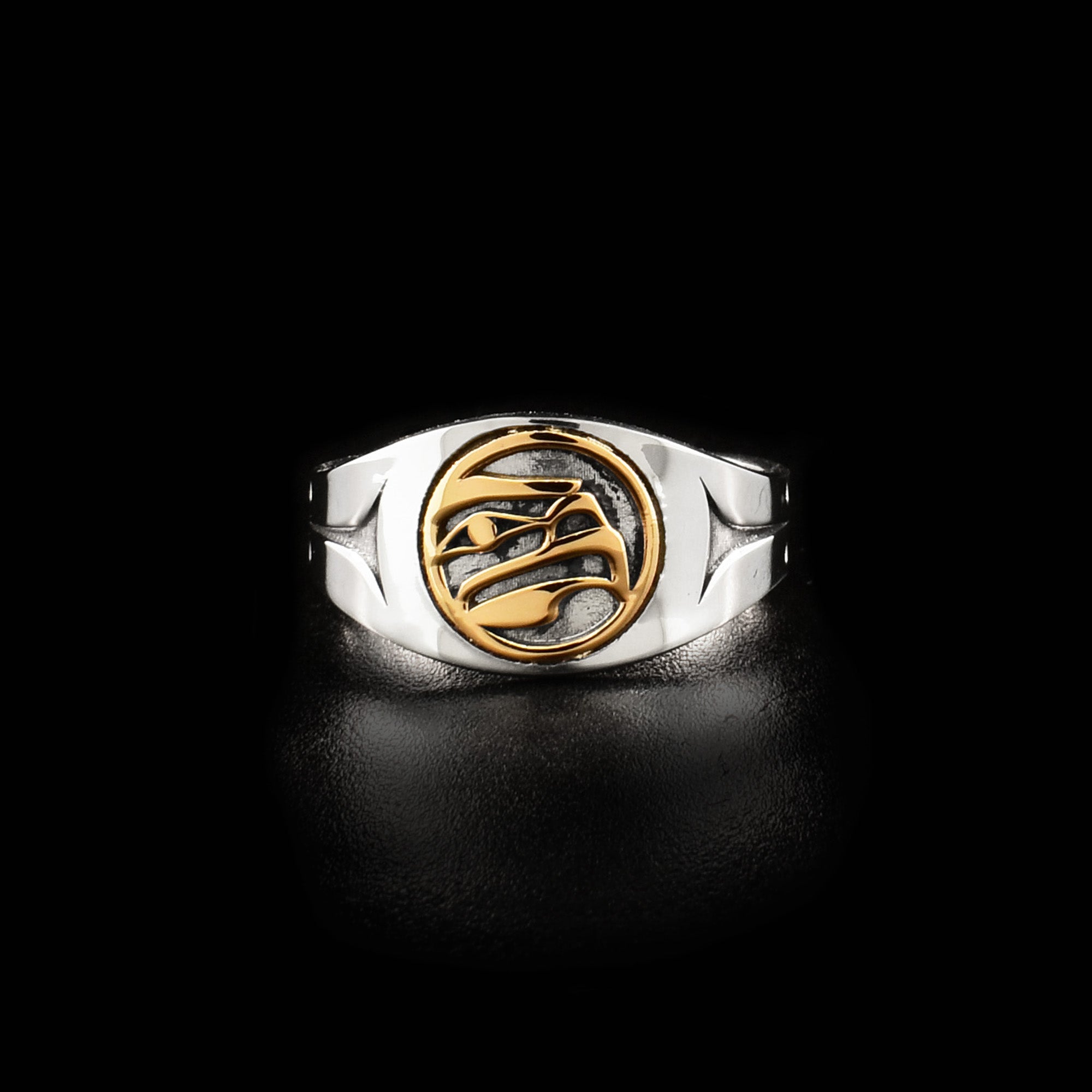 Silver and Gold Eagle Head Signet Ring | Artina's Jewellery