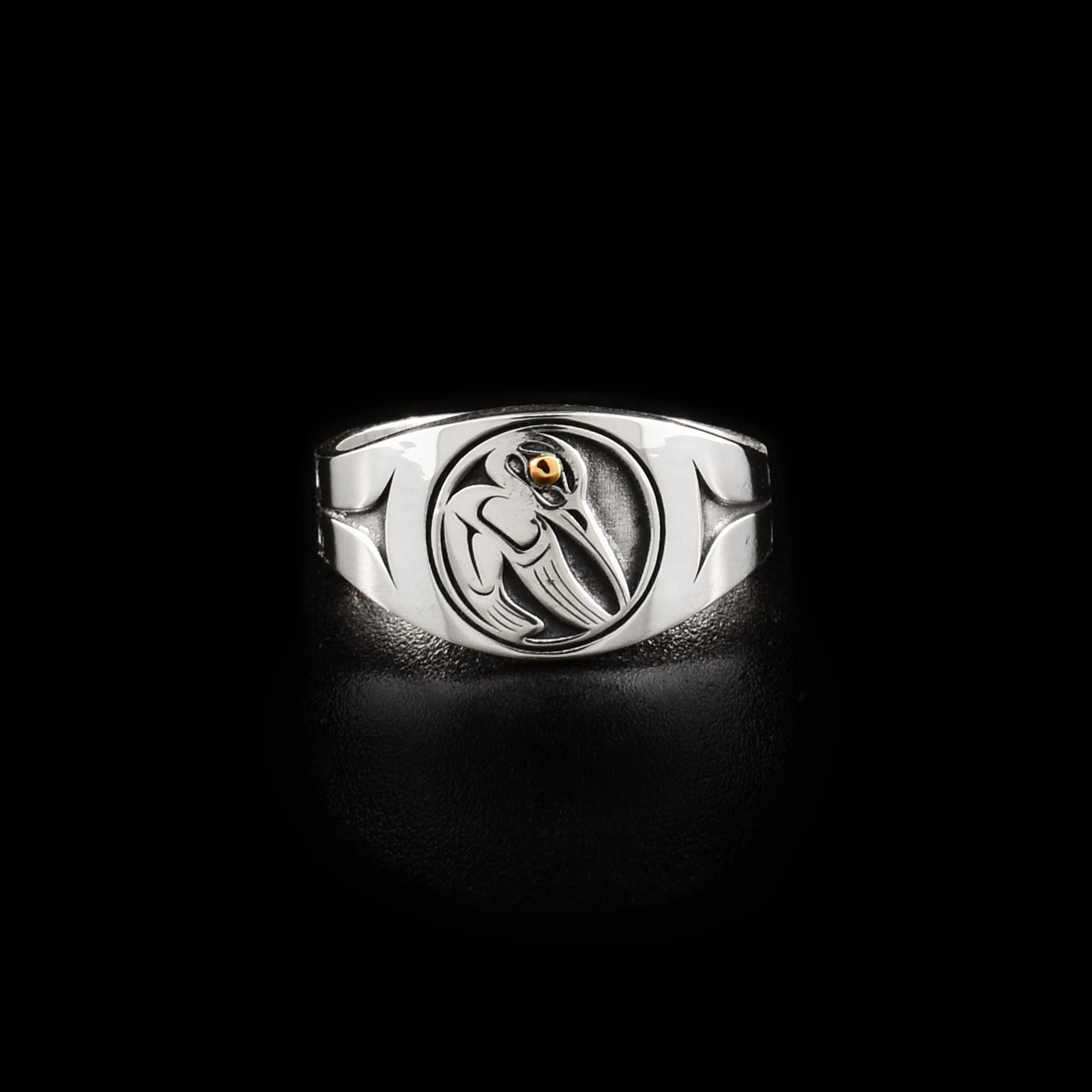 Silver and Gold Hummingbird Signet Ring