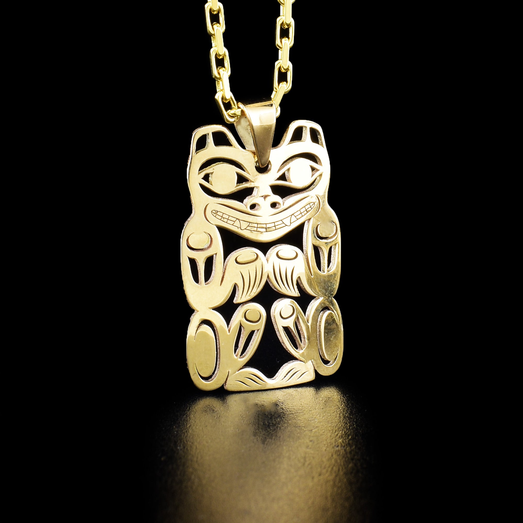 Small 14K Gold Pierced Bear Pendant