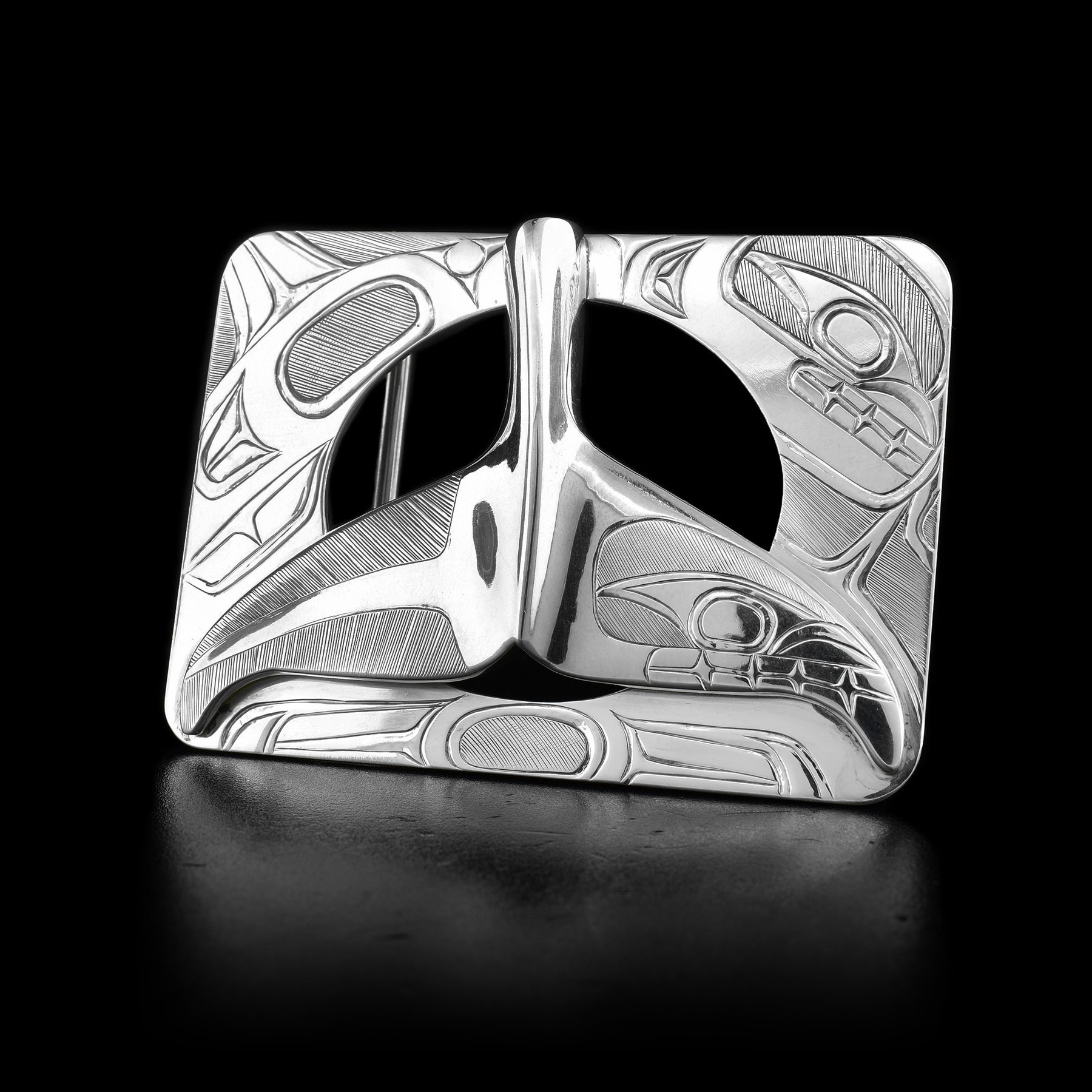 Rectangle Whale Tail Sterling Silver Belt Buckle | Artina's Jewellery