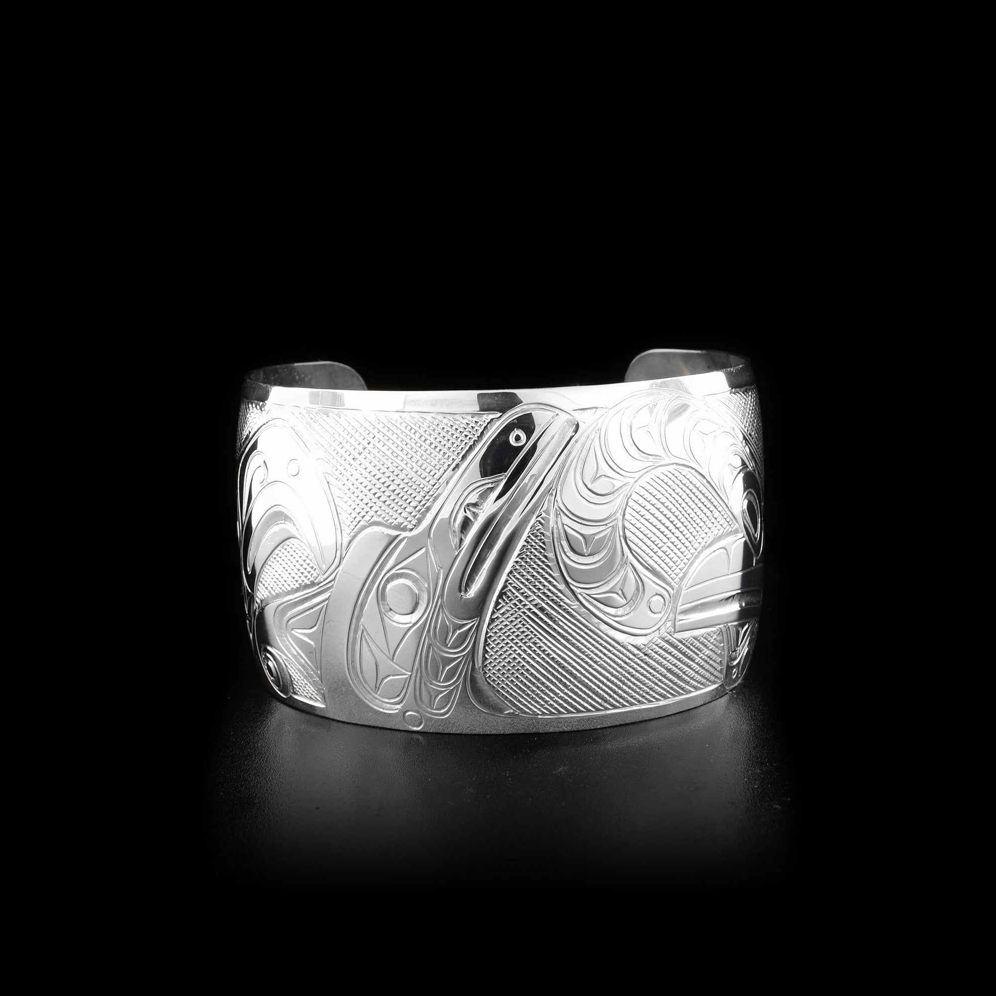 Wide 1.5" Silver Thunderbird Scene Cuff – Artina's Jewellery