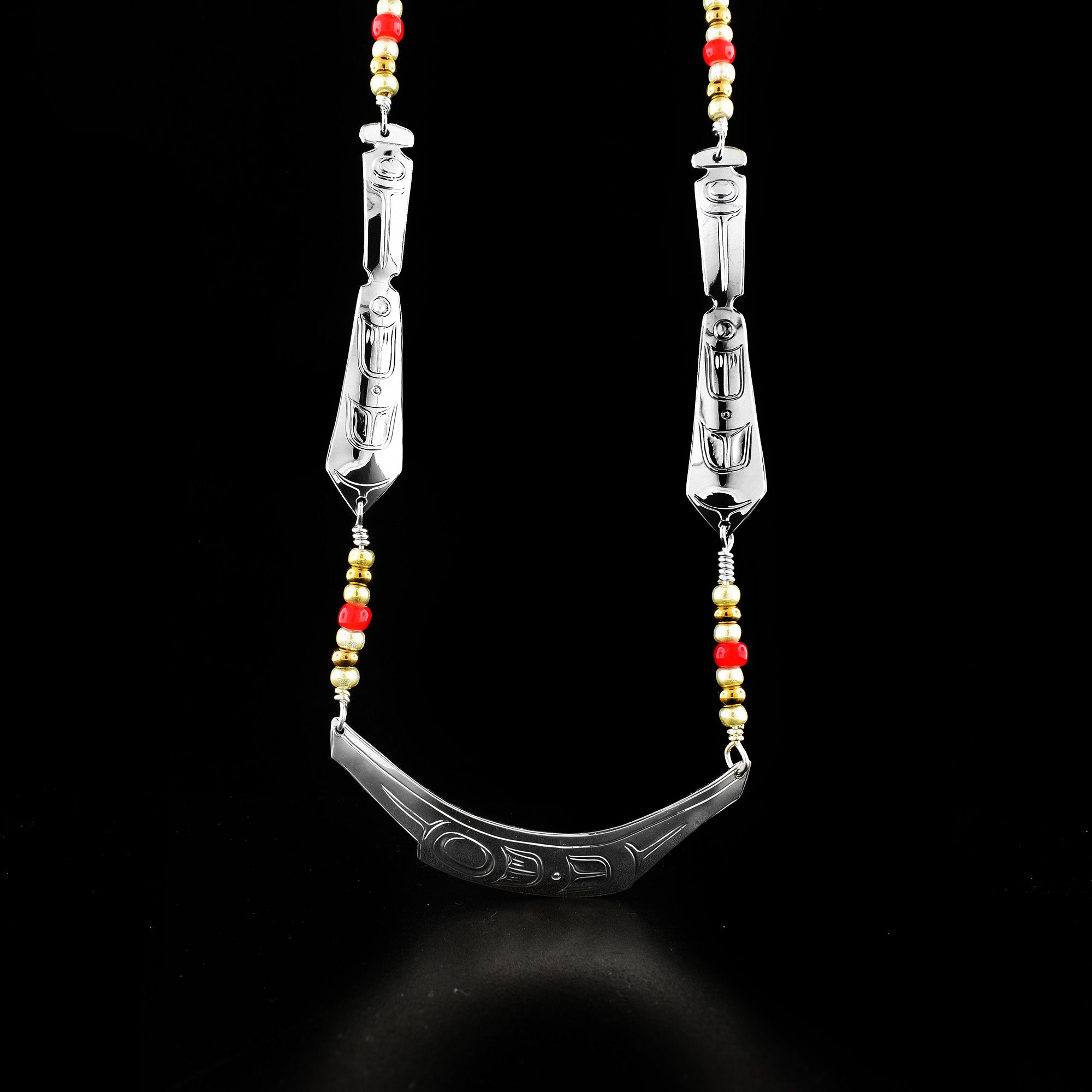 Sterling Silver Canoe with Paddles Necklace